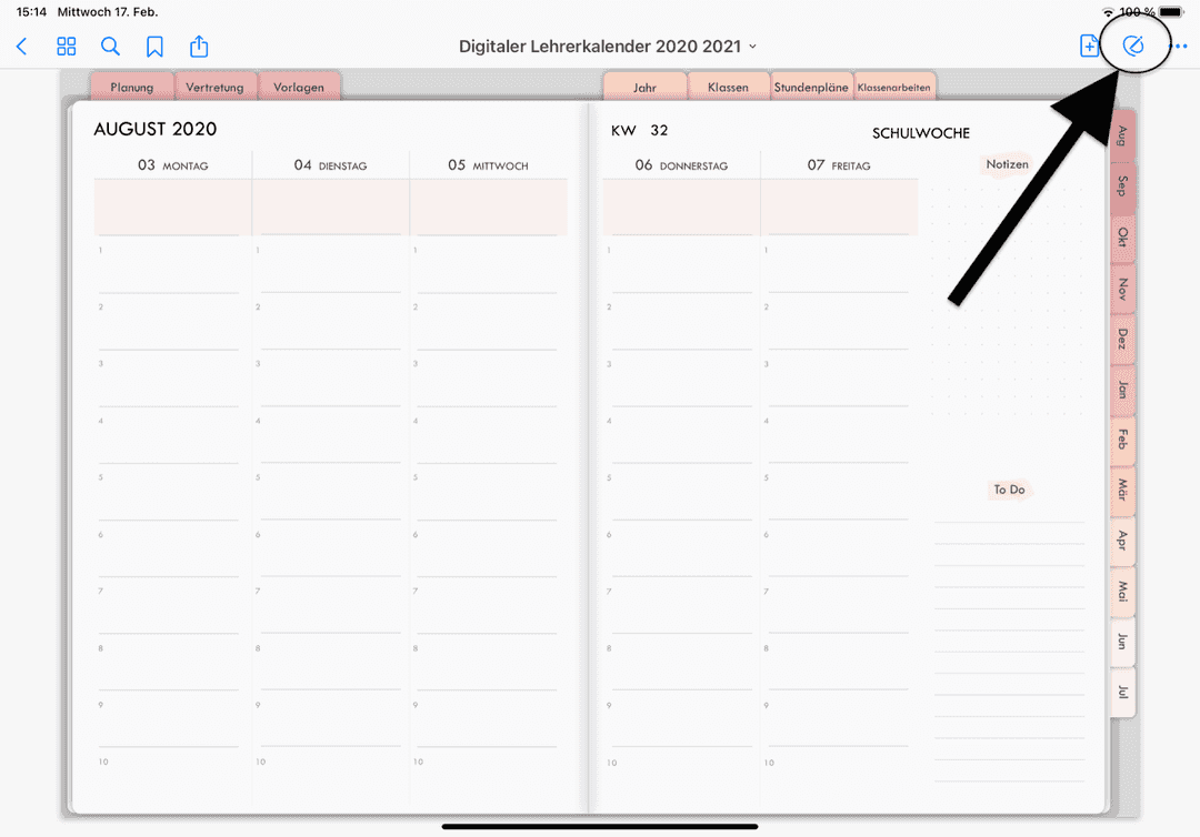 3. Im Kalender navigieren und Einträge erstellen
